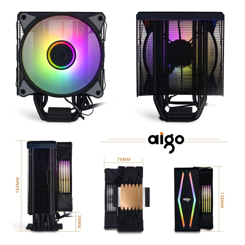AIGO P6 Air Cooler 6 Heat Pipes 120mm PWM - The Gaming Store